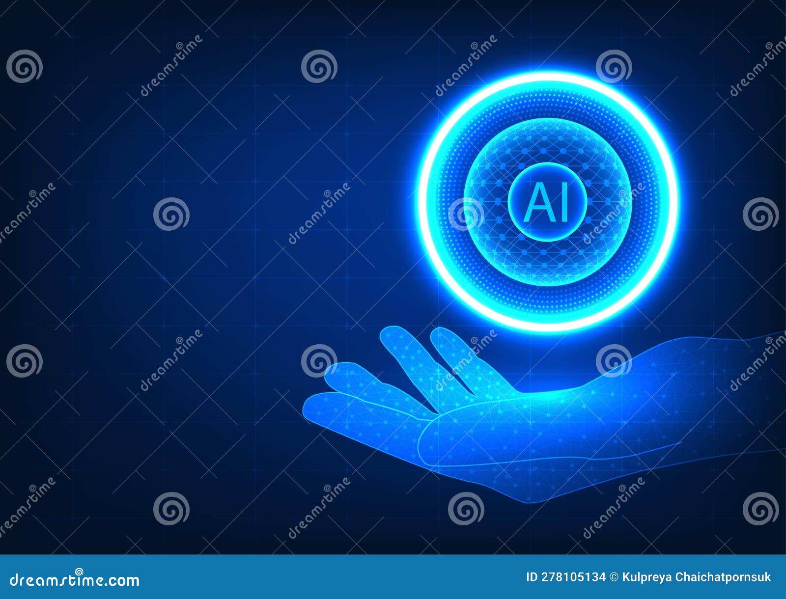 Technology Background Artificial Intelligence on Hand Represents Human ...