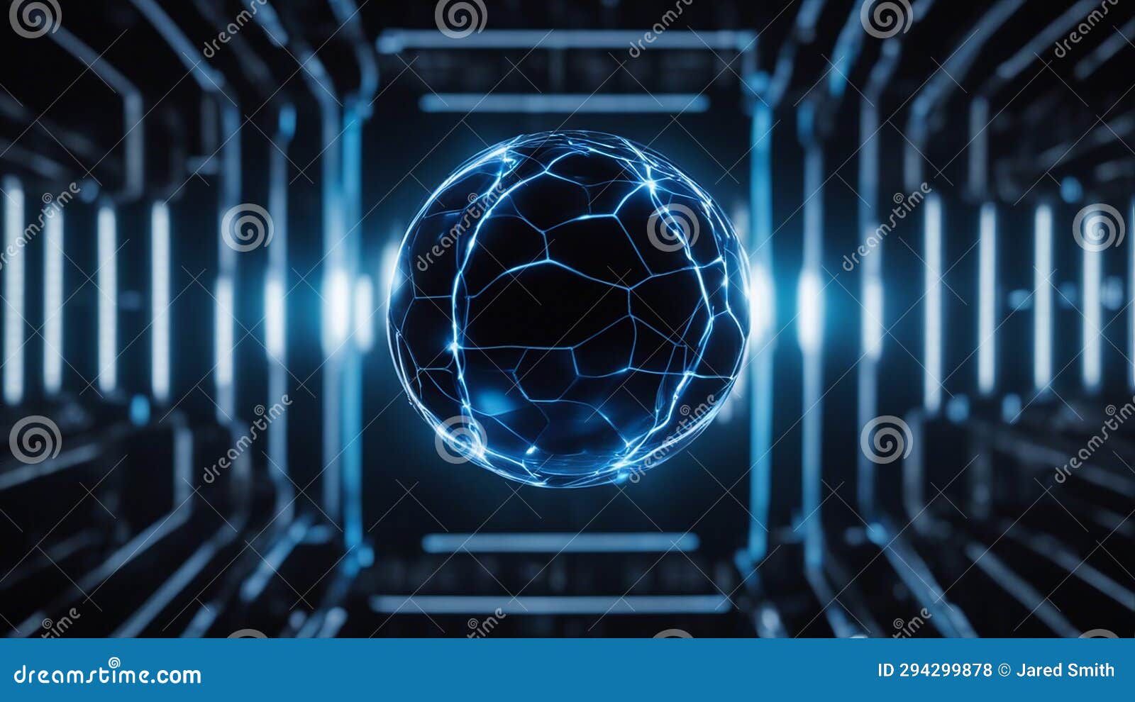 Technology Background _A Black Background with a Blue Sphere of ...