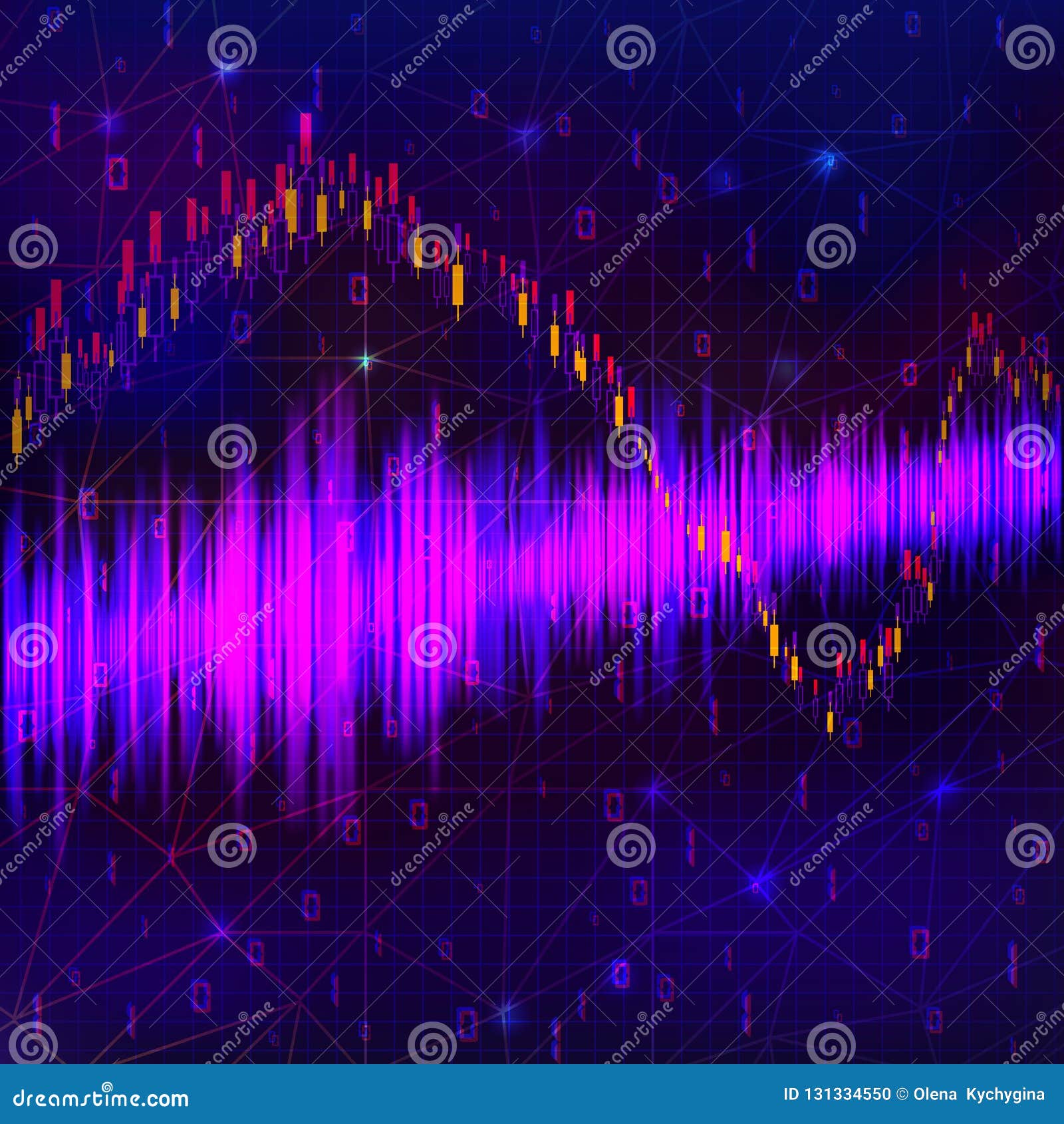 Technology Background. Blue Glowing Data Flow As Binary Numbers. Stock ...