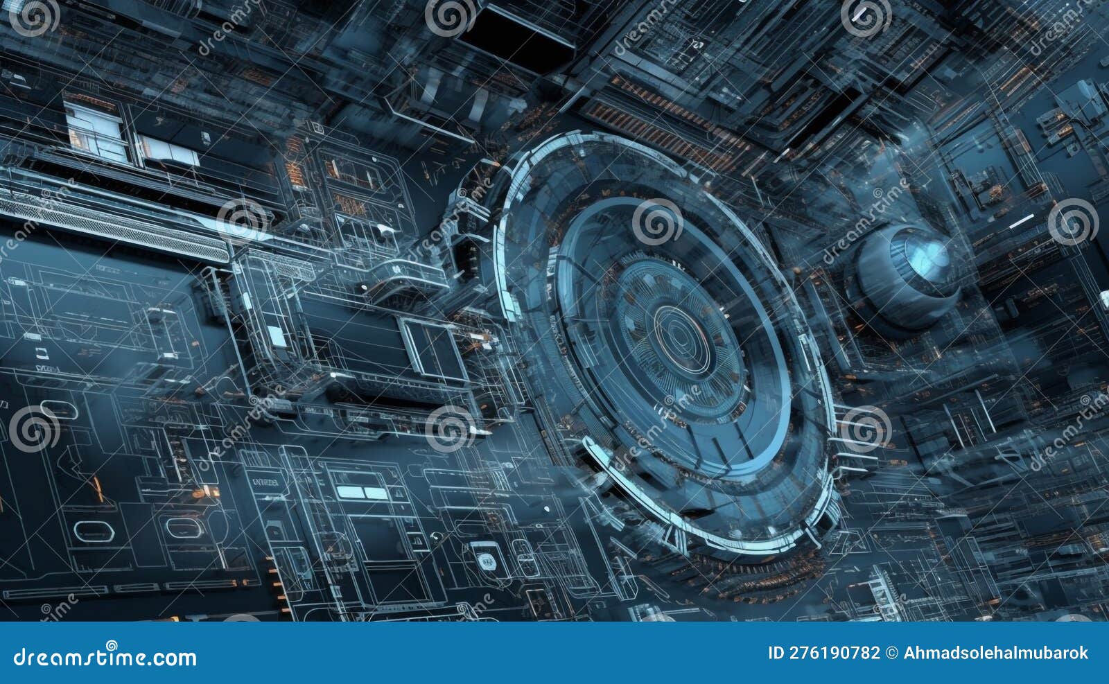 Technology Background with Blue Neon Light Stock Illustration ...