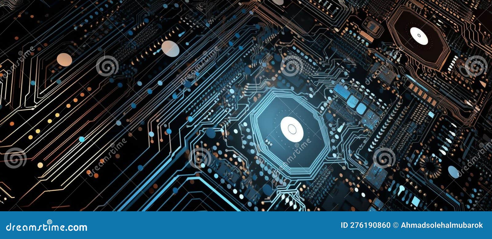 Technology Background with Blue Neon Light Stock Illustration ...