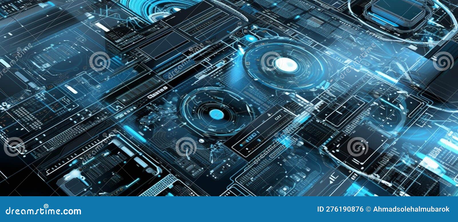 Technology Background with Blue Neon Light Stock Illustration ...