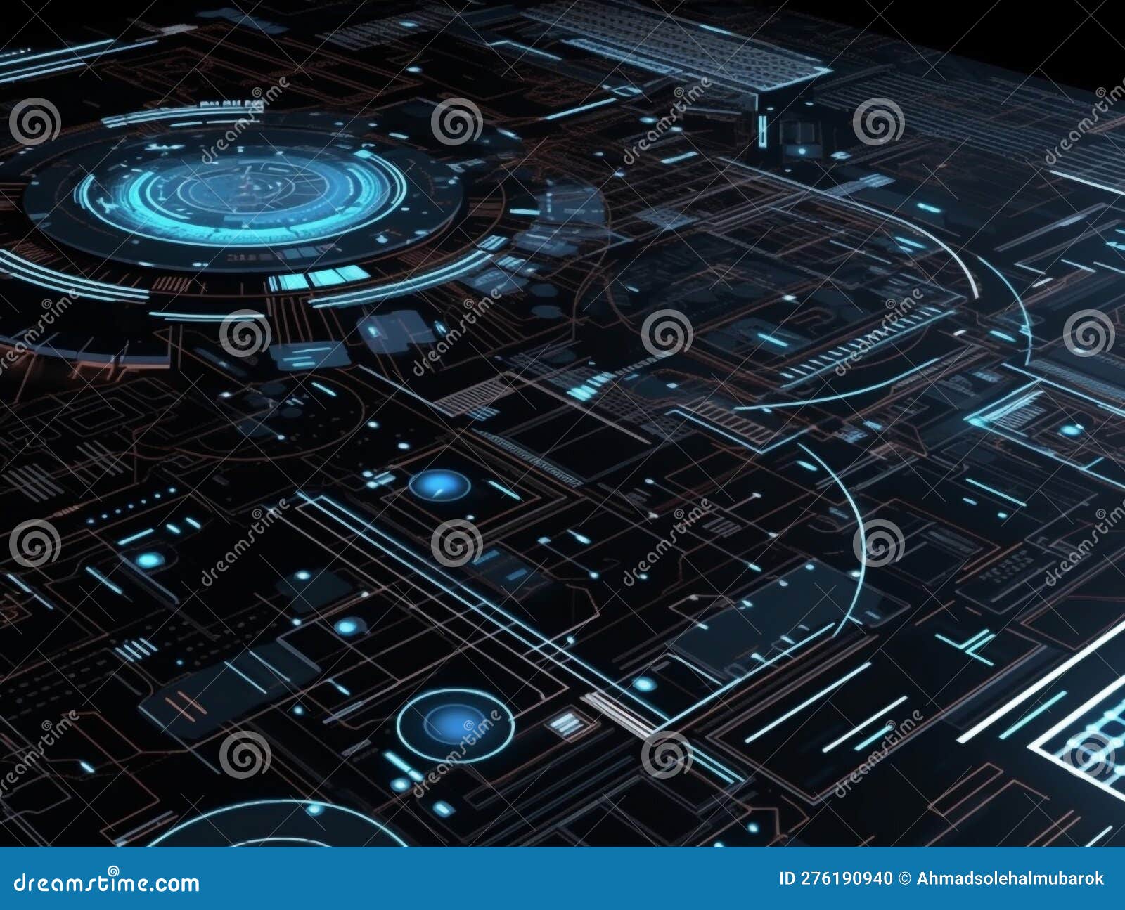 Technology Background with Blue Neon Light Stock Illustration ...