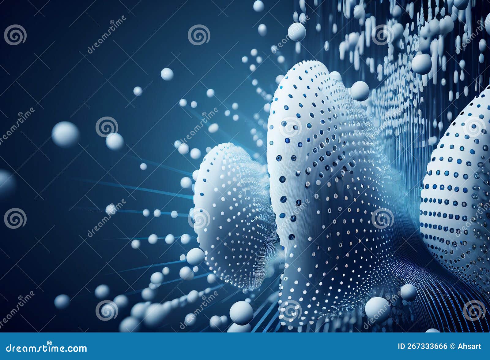 Technological Background with 3d Particles of Blue Color Stock ...