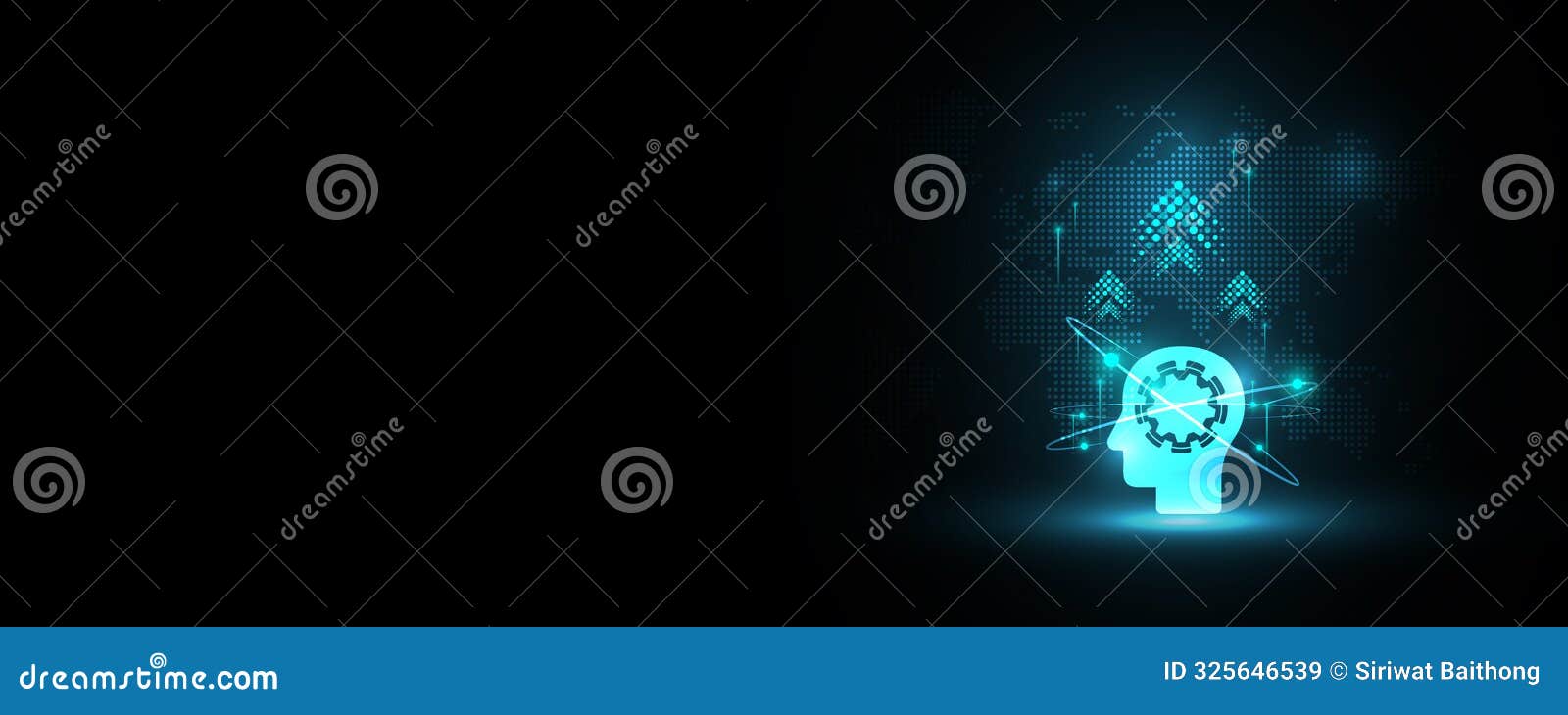 Technology Background. Brain Concept. Human Thinking Mechanism Stock ...