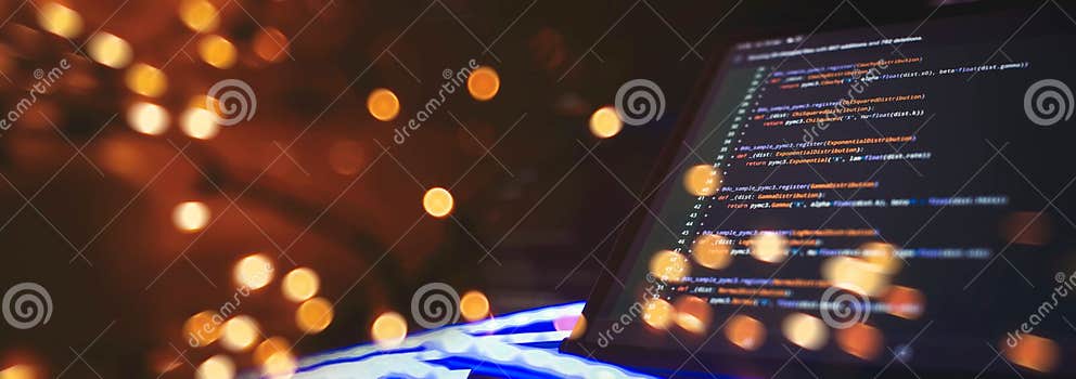 Technology Background. Computer Script. Programming Code Abstract Screen of Software Developer ...