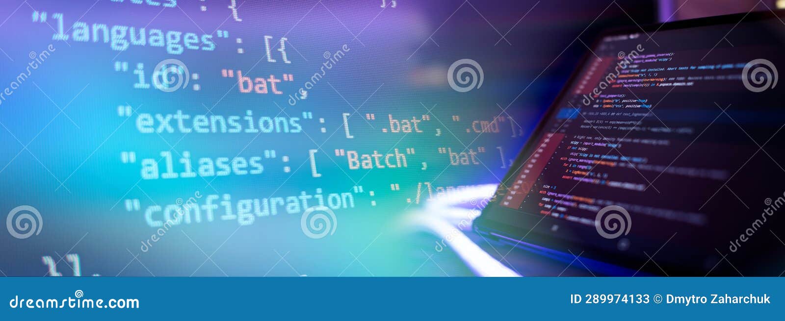 Technology Background. Computer Script. Programming Code Abstract Screen of Software Developer ...