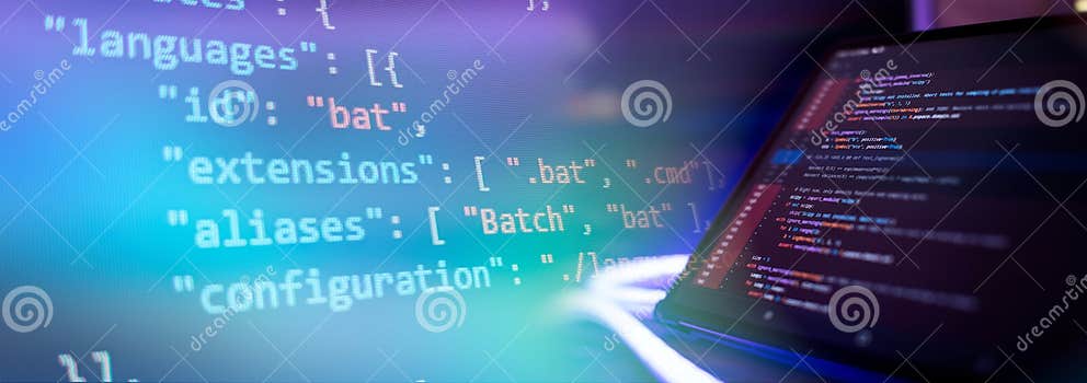 Technology Background. Computer Script. Programming Code Abstract Screen of Software Developer ...