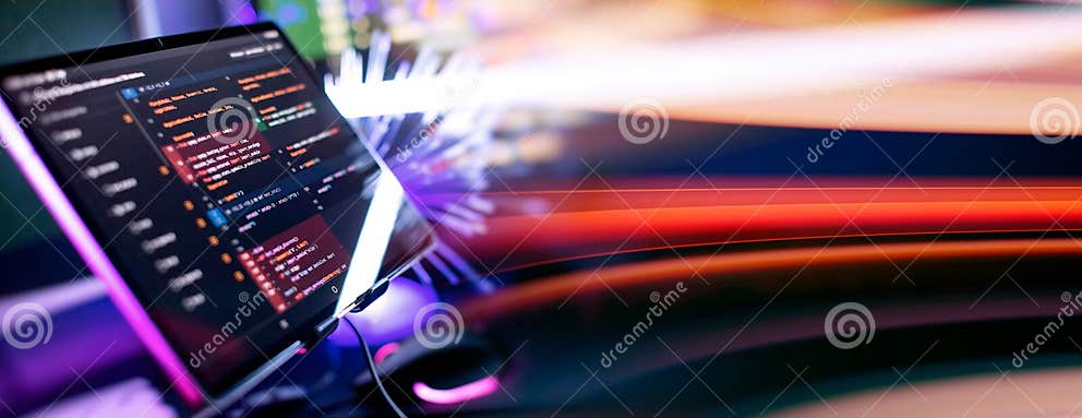 Technology Background. Computer Script. Programming Code Abstract Screen of Software Developer ...