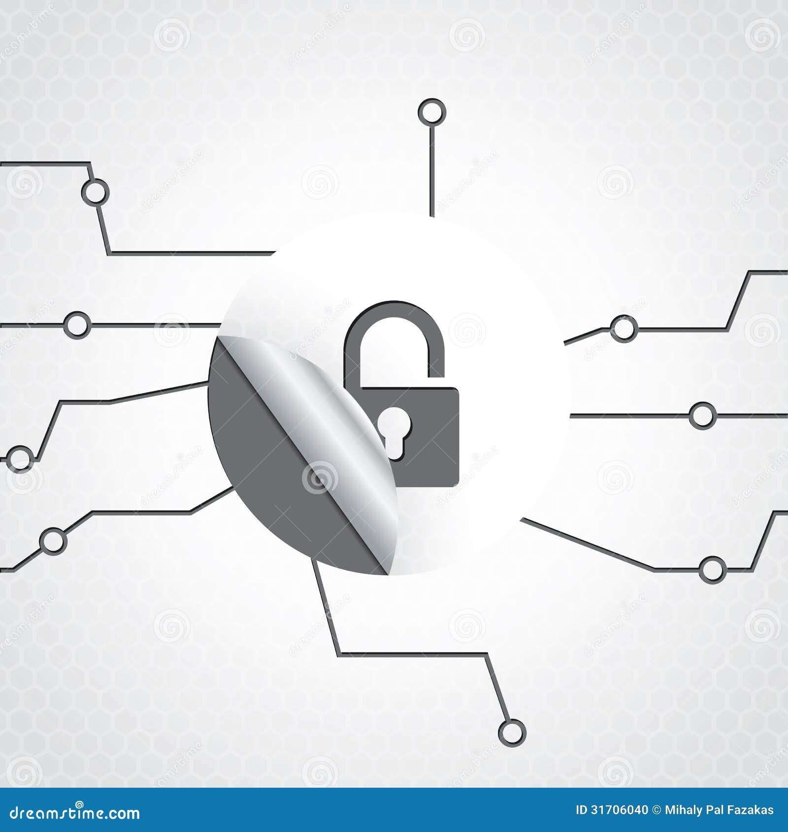 Technology Background Design with Padlock Sticker Stock Vector ...