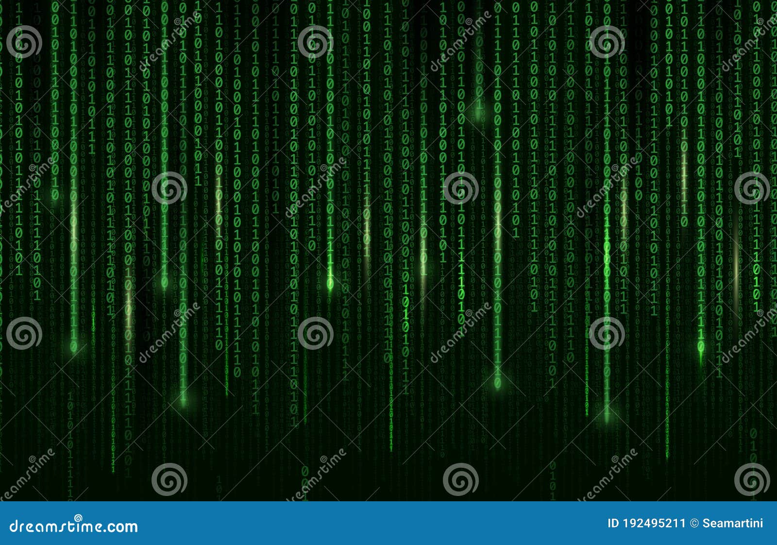 Technology Background, Digital Binary Code Matrix Stock Vector - Illustration of hacking ...