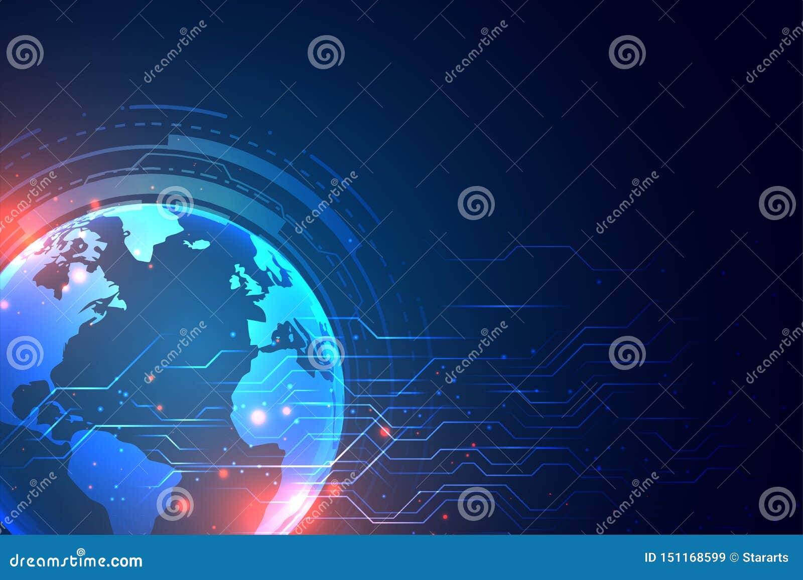 Technology Background with Earth and Circuit Diagram Stock Vector ...