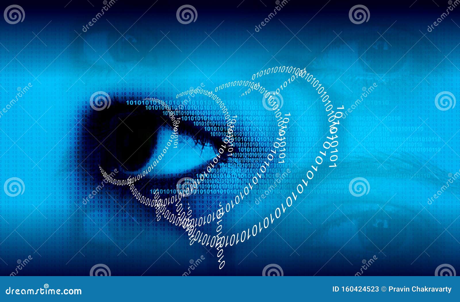 Eye Viewing Digital Information Represented by Ones and Zeros Stock ...