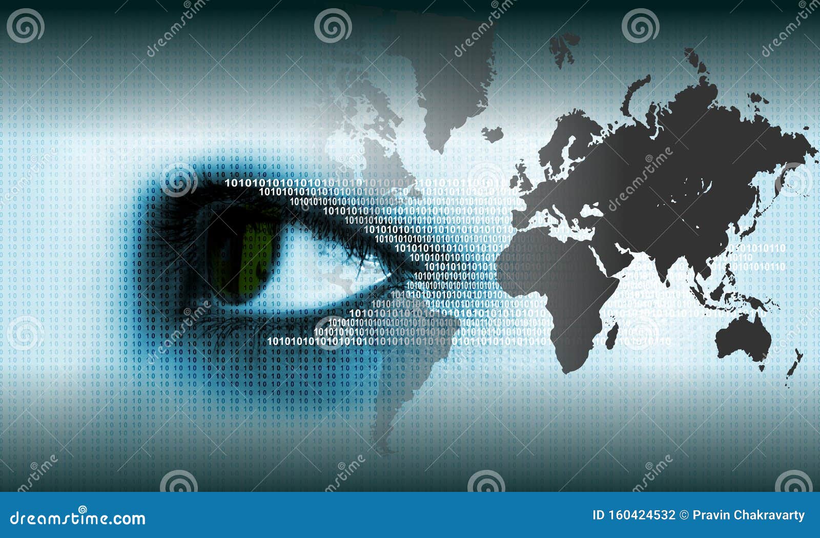 Eye Viewing Digital Information Represented by Ones and Zeros or Binary ...