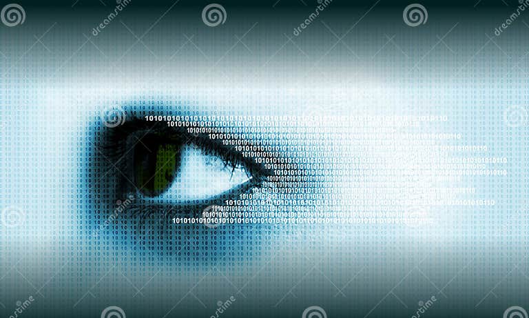 Eye Viewing Digital Information Represented by Ones and Zeros Stock ...