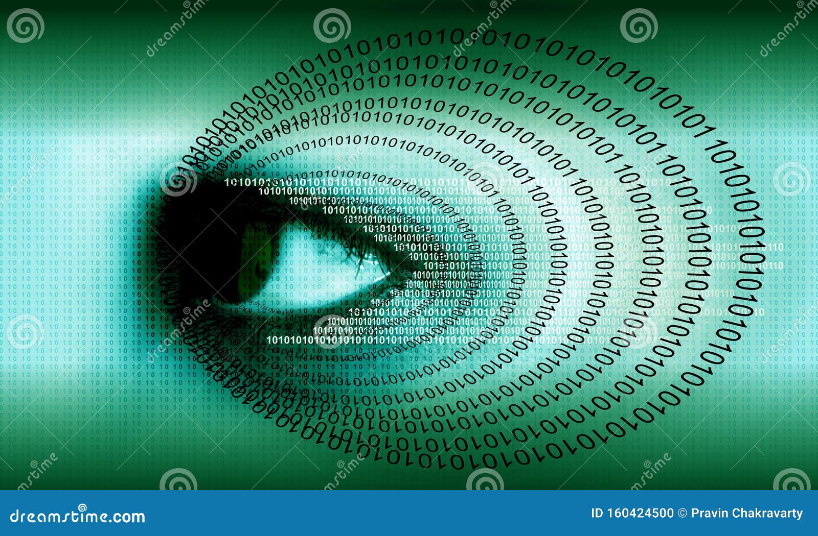 Eye Viewing Digital Information Represented by Ones and Zeros Stock ...