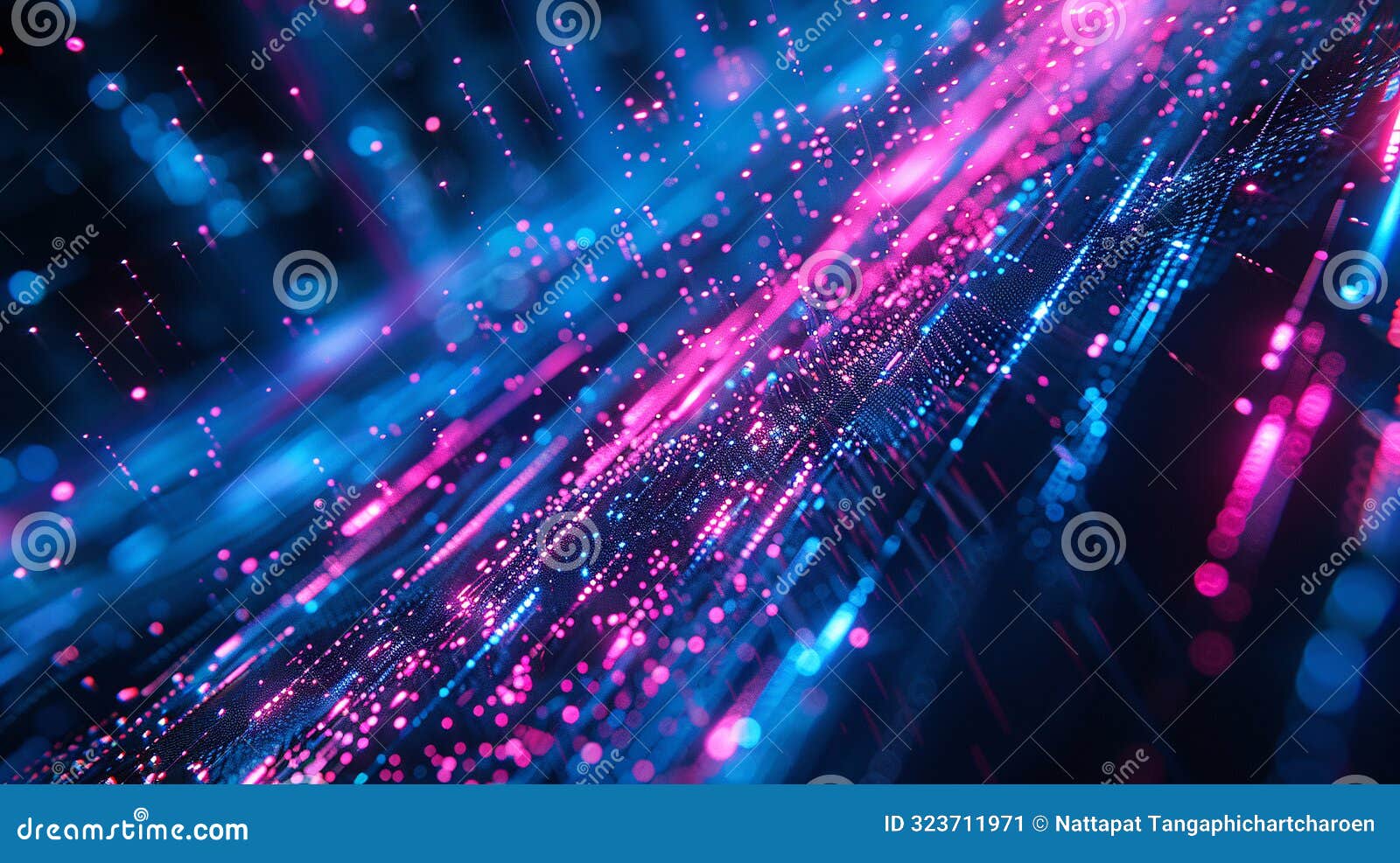 A Technology Background Featuring Blue and Pink Glowing Network Lines ...