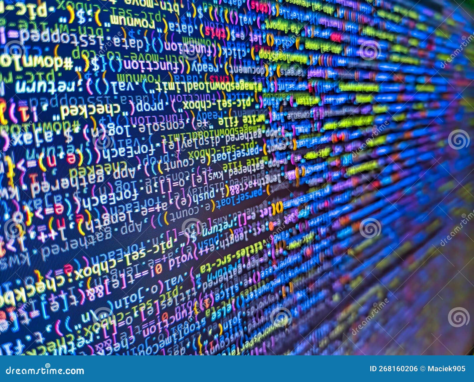 Technology Background. Front-end Applications in the Color Concept. Monitor Photo. Hacker ...