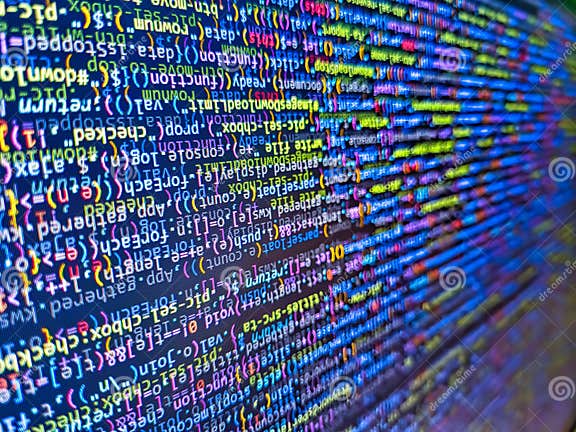 Technology Background. Front-end Applications in the Color Concept. Monitor Photo. Hacker ...