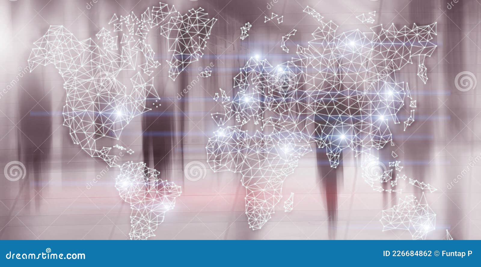 Technology Background. Global World Map on Virtual Screen Stock ...