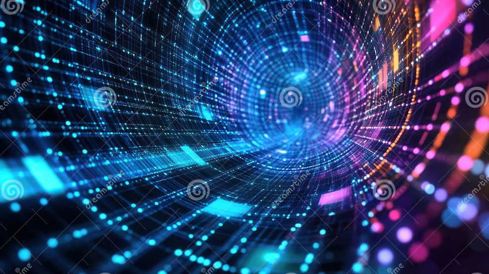 Technology Background with Glowing Particles. Network Concept Stock ...