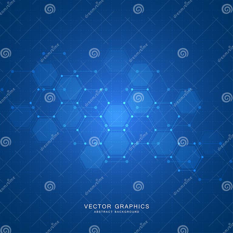 Technology Background with Hexagons. Molecular Structure and Chemical ...