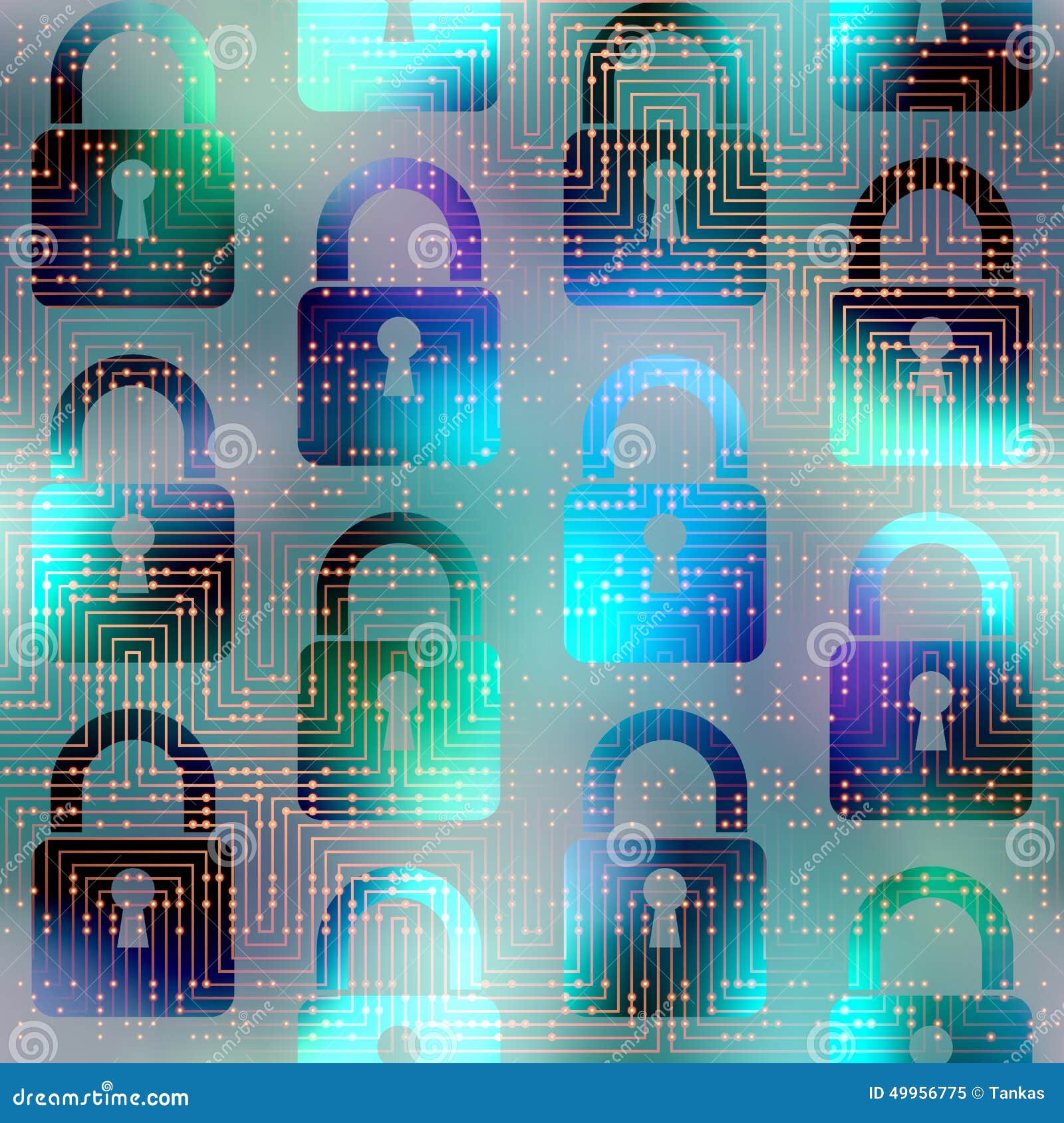 Technology Background with Locks Stock Vector - Illustration of blur ...