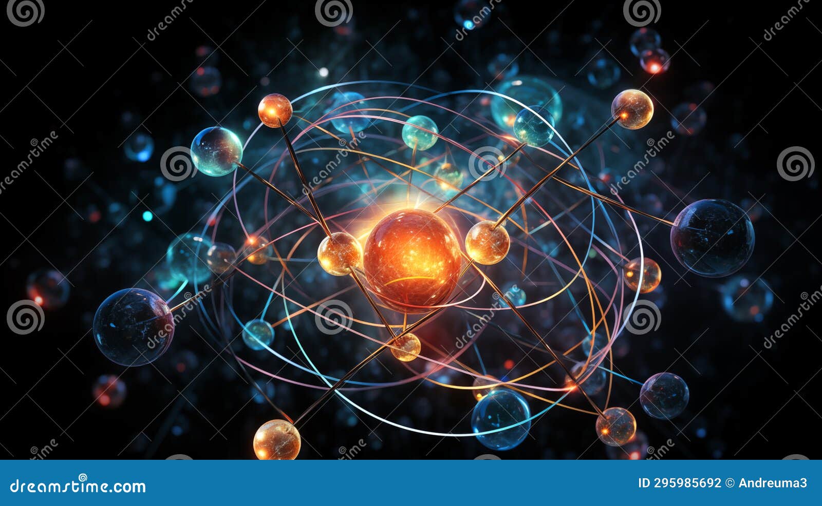 Science Background with Particles and Waves, Quantum Technology Stock ...