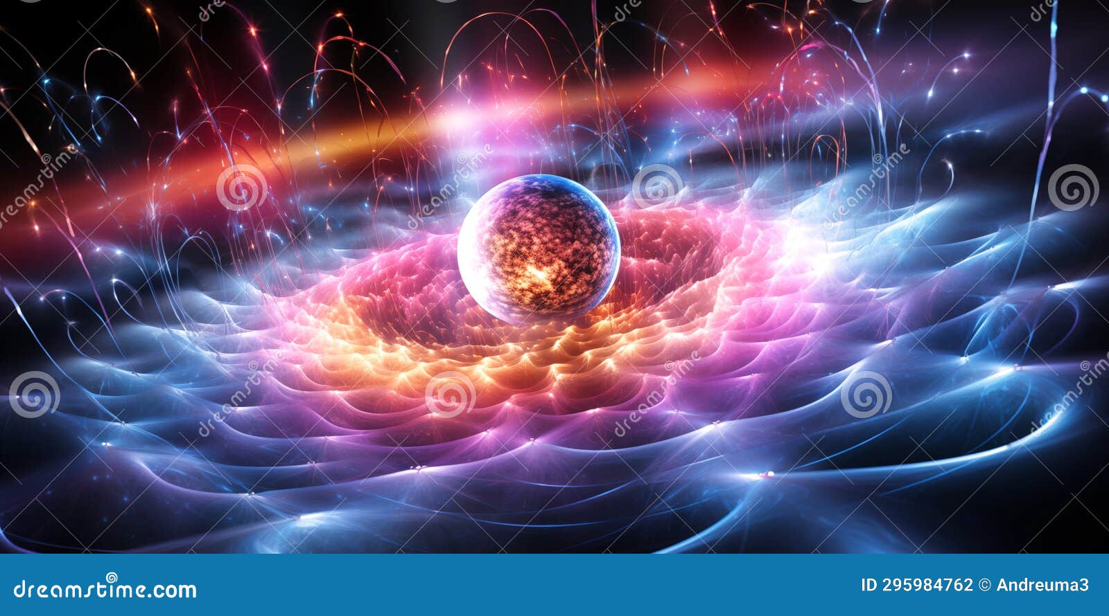 Science Background with Particles and Waves, Quantum Technology Stock ...