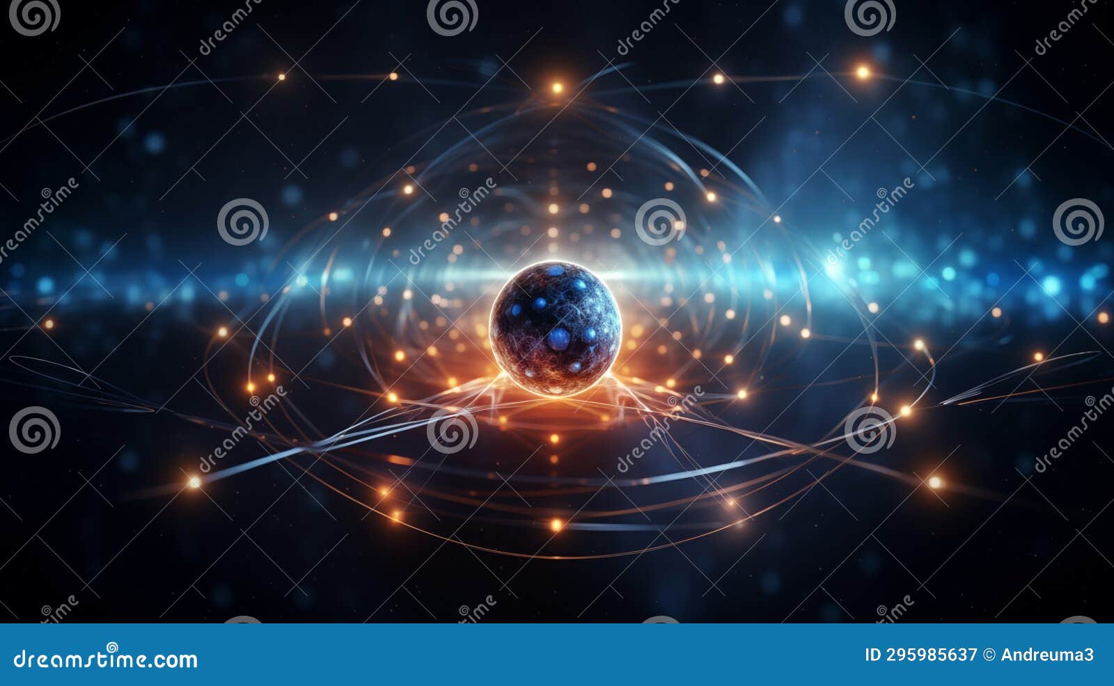 Science Background with Particles and Waves, Quantum Technology Stock ...
