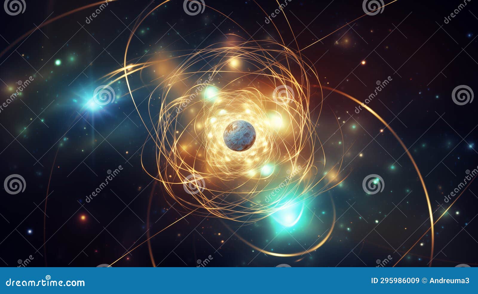 Science Background with Particles and Waves, Quantum Technology Stock ...