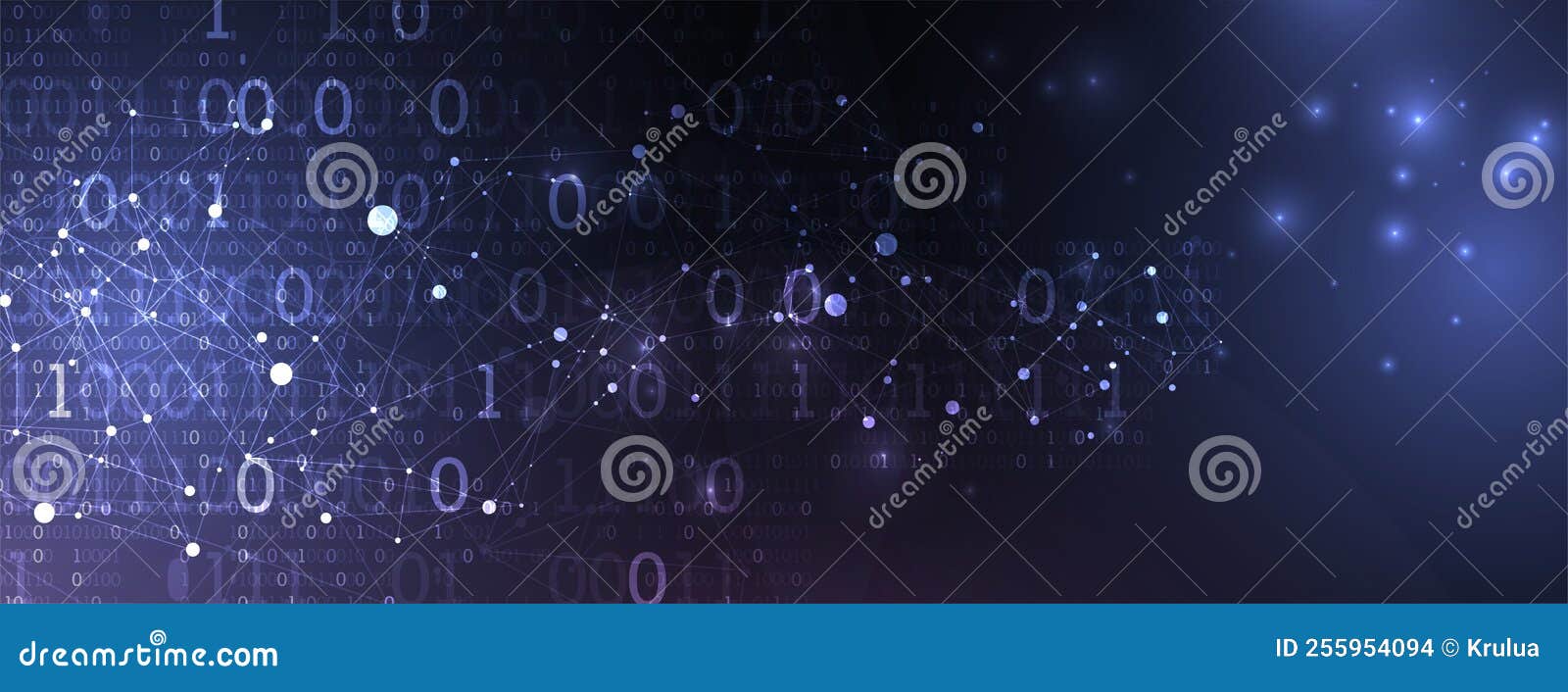 Technology Background with Plexus Effect. Big Data Concept. Binary Computer Code Stock Vector ...