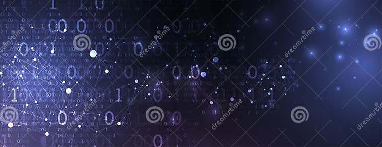 Technology Background with Plexus Effect. Big Data Concept. Binary Computer Code Stock Vector ...