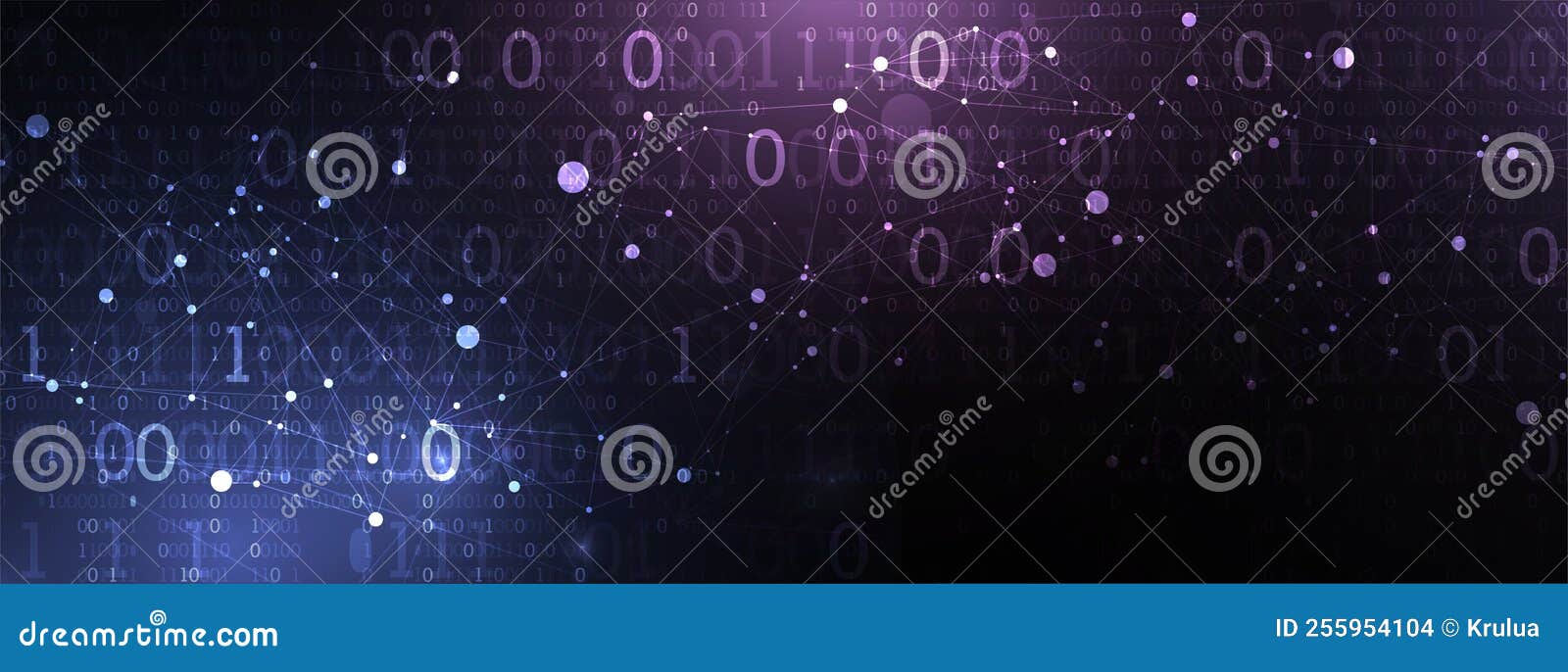 Technology Background With Plexus Effect Big Data Concept Binary Computer Code Stock Vector