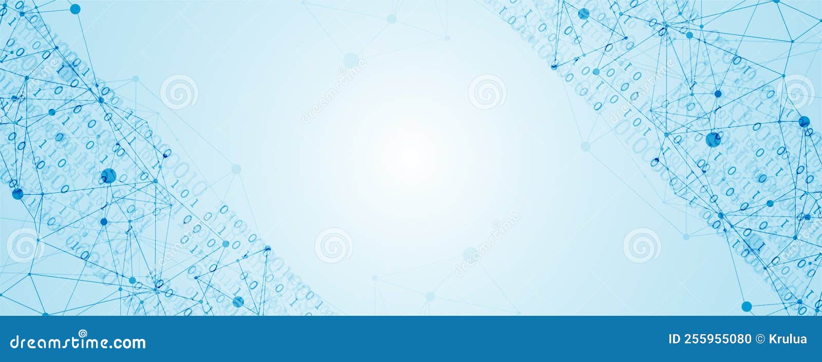 Technology Background With Plexus Effect Big Data Concept Binary Computer Code Stock Vector