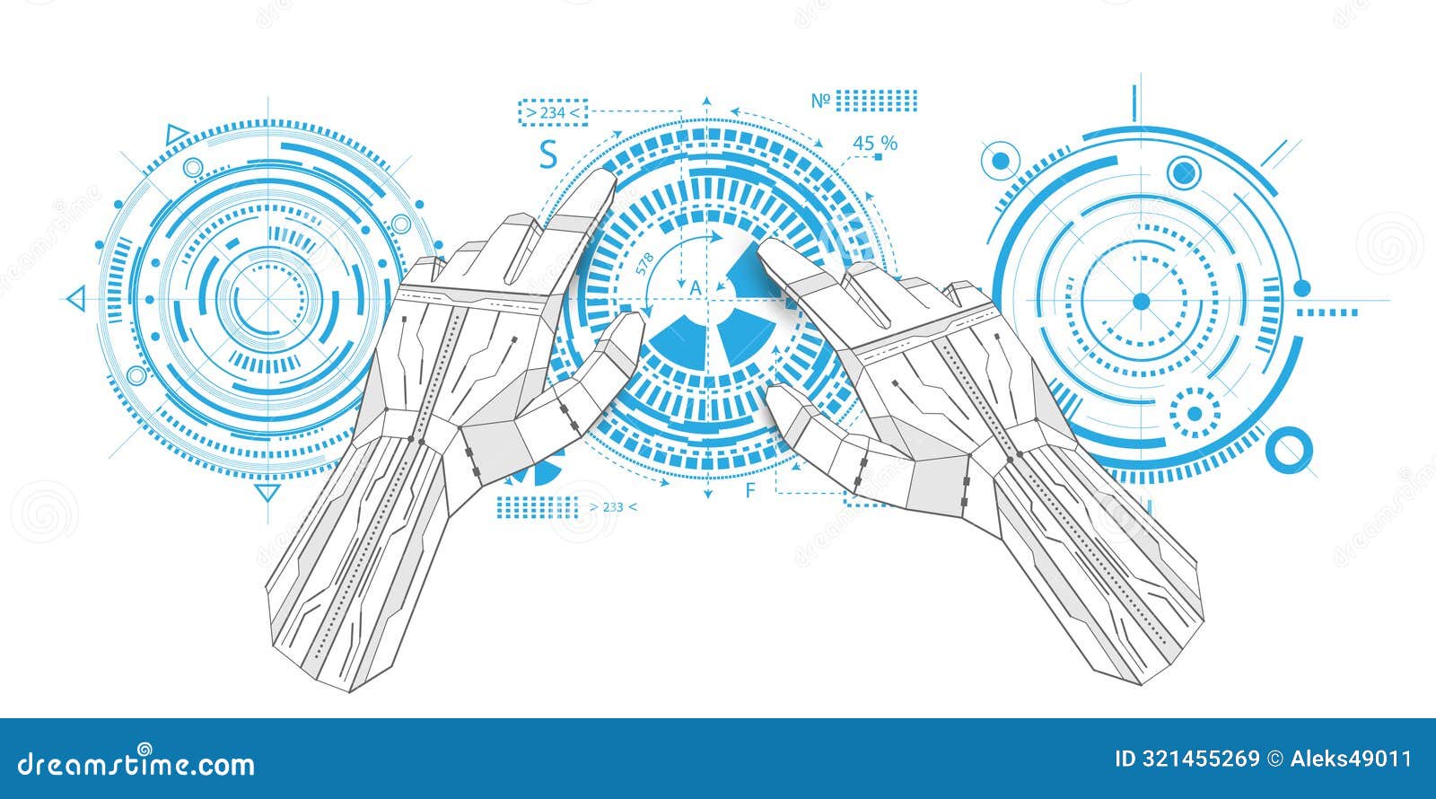 Technology Background with Robot Hands. Mechanical Engineering ...