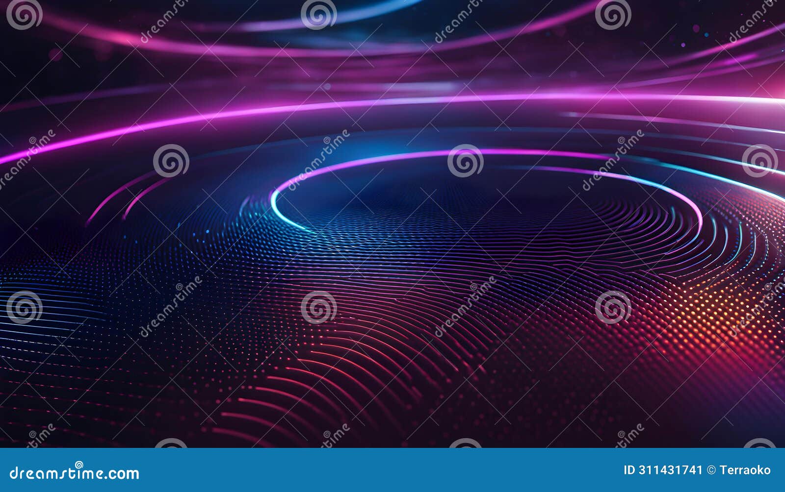 Technology Background with Surface Lines and Dots. Futuristic Digital ...