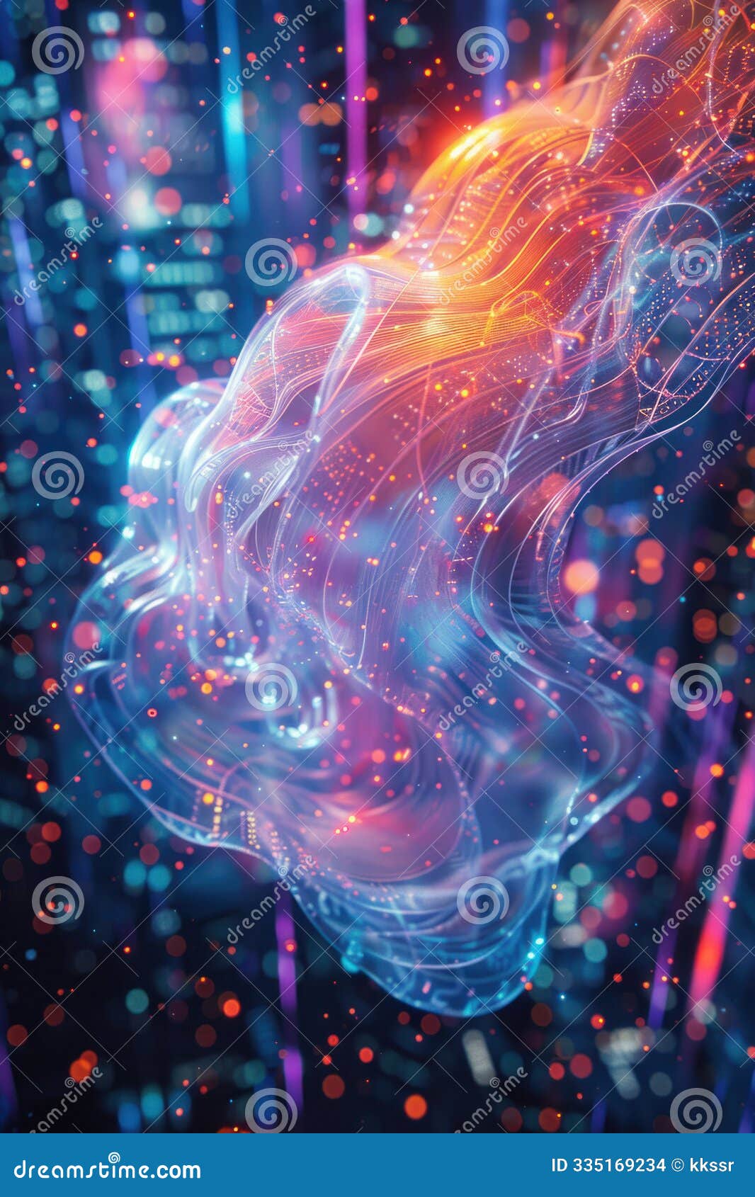 Technology Background, Translucent Iridescent Abstract Shape Floating ...