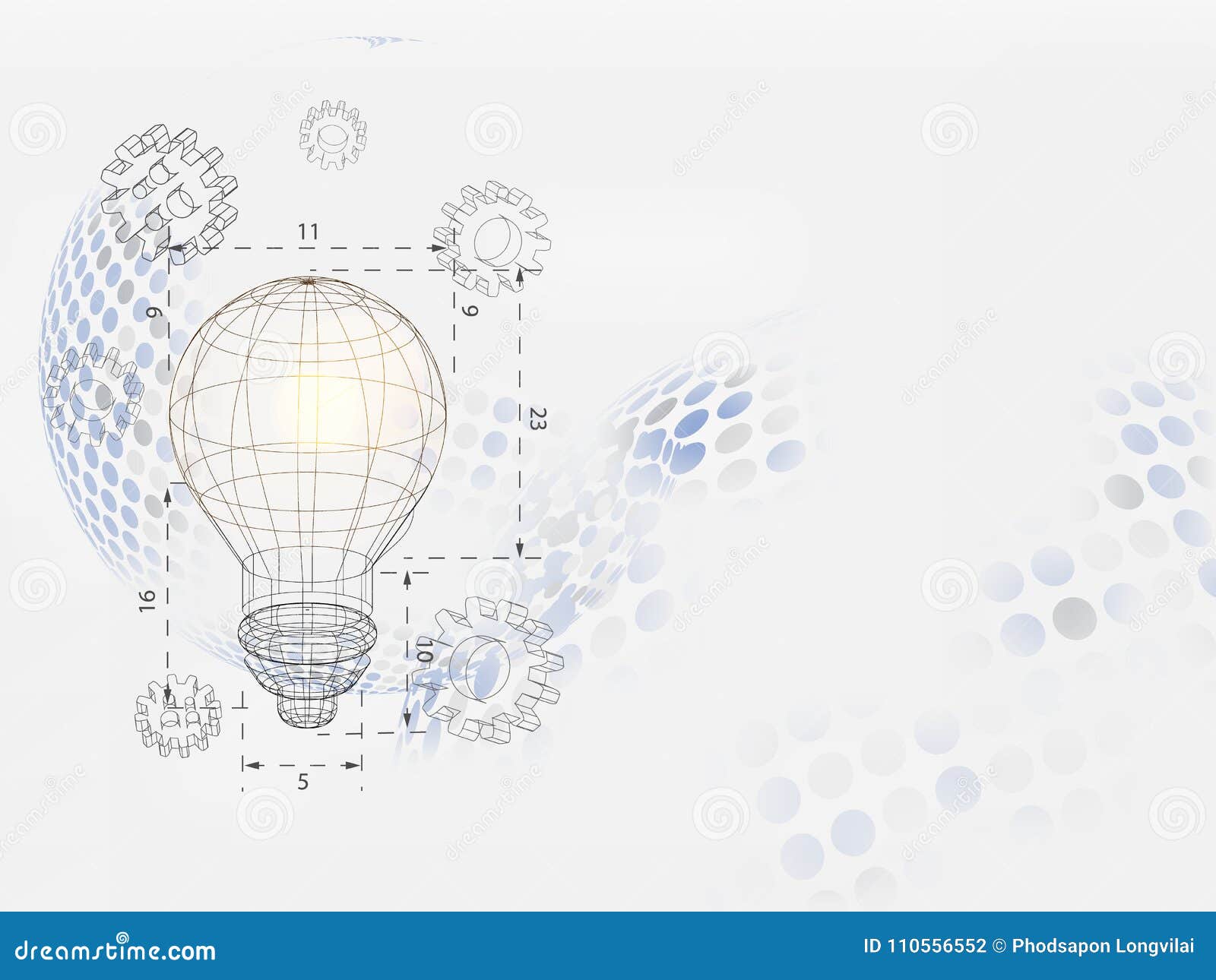 Wireframe Lightbulb On Grid Represent Technology Concept And Innovation ...