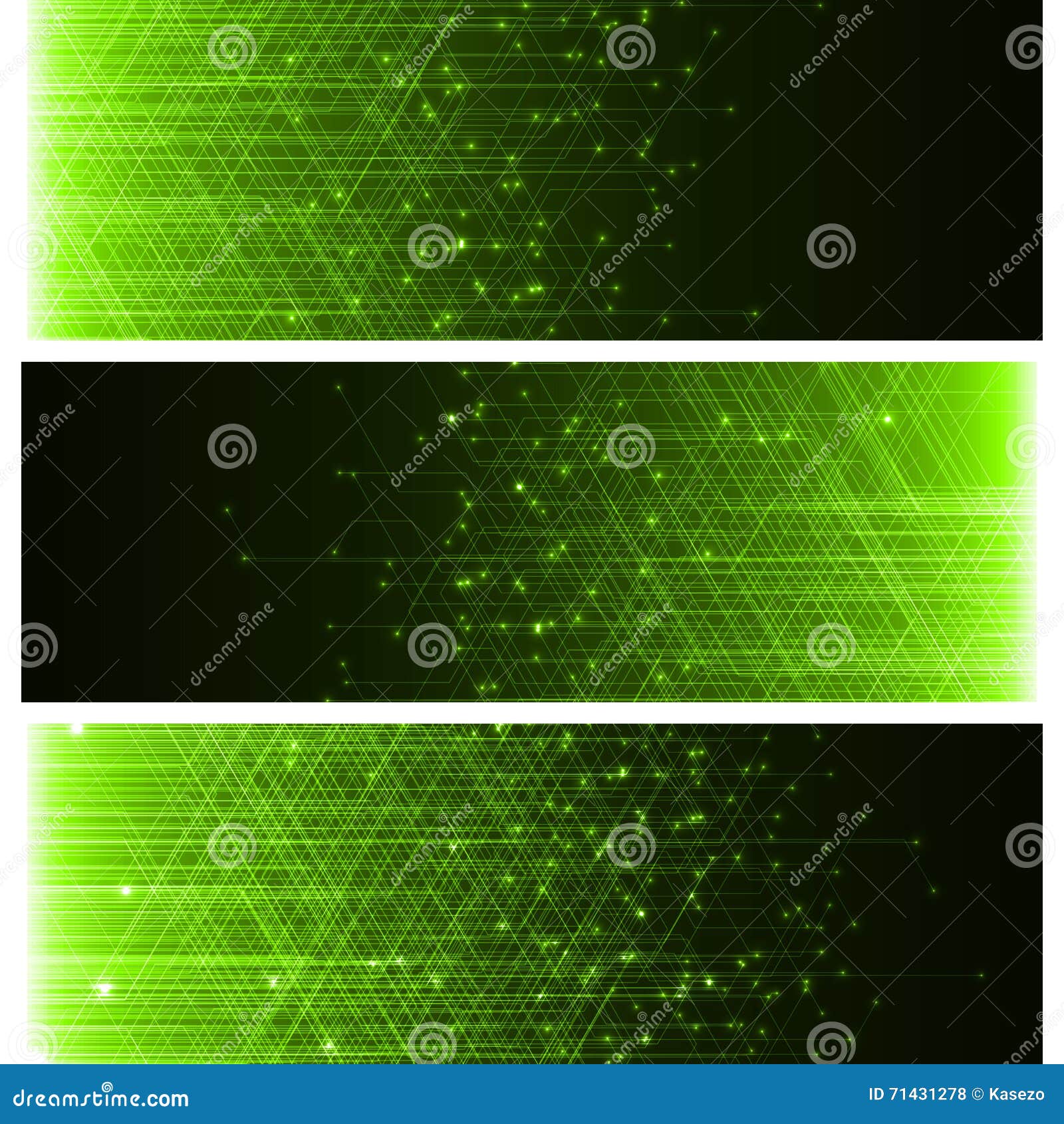 Technology Banner with Abstract Lines. Green Version. Stock Vector ...