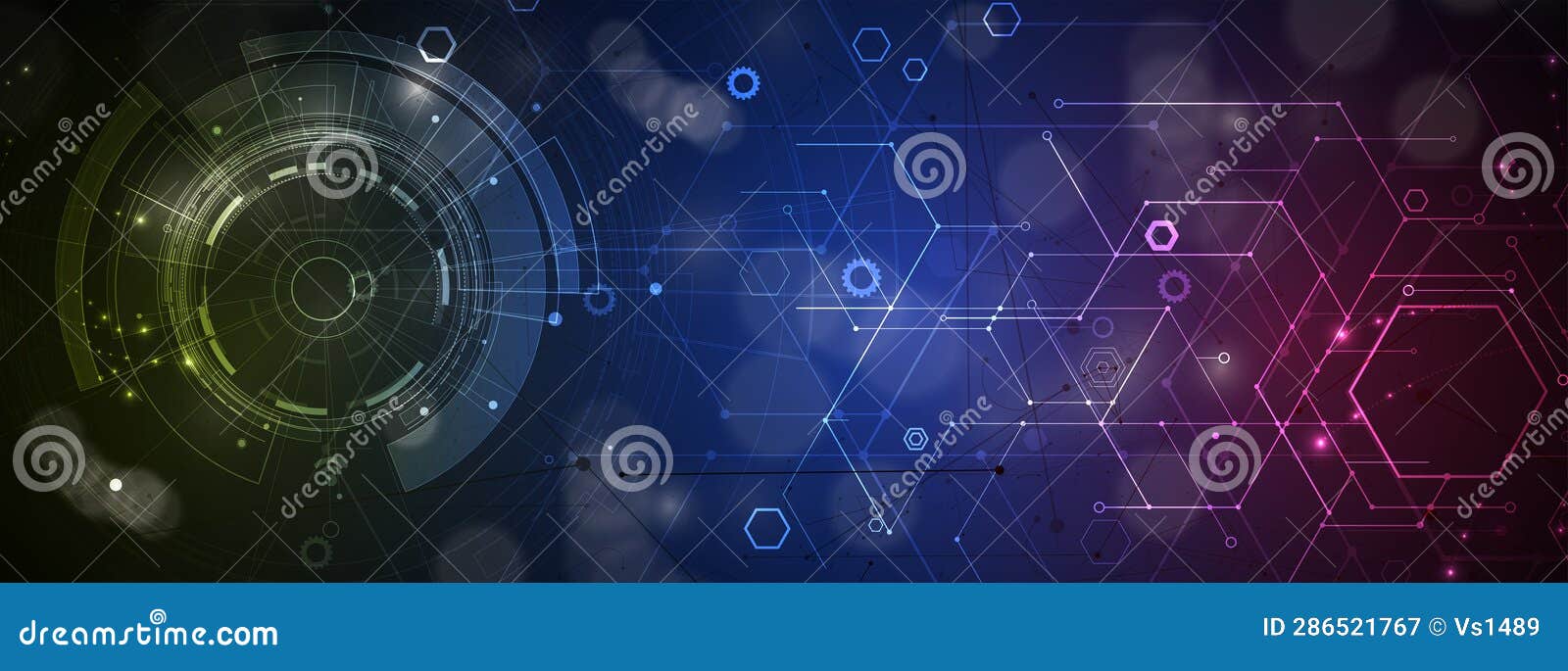 Technology Banner Design with Hexagons Abstract Background Stock Vector ...