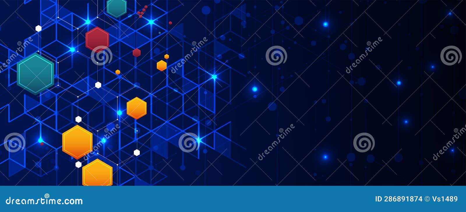 Technology Banner Design with Hexagons Abstract Background Stock ...