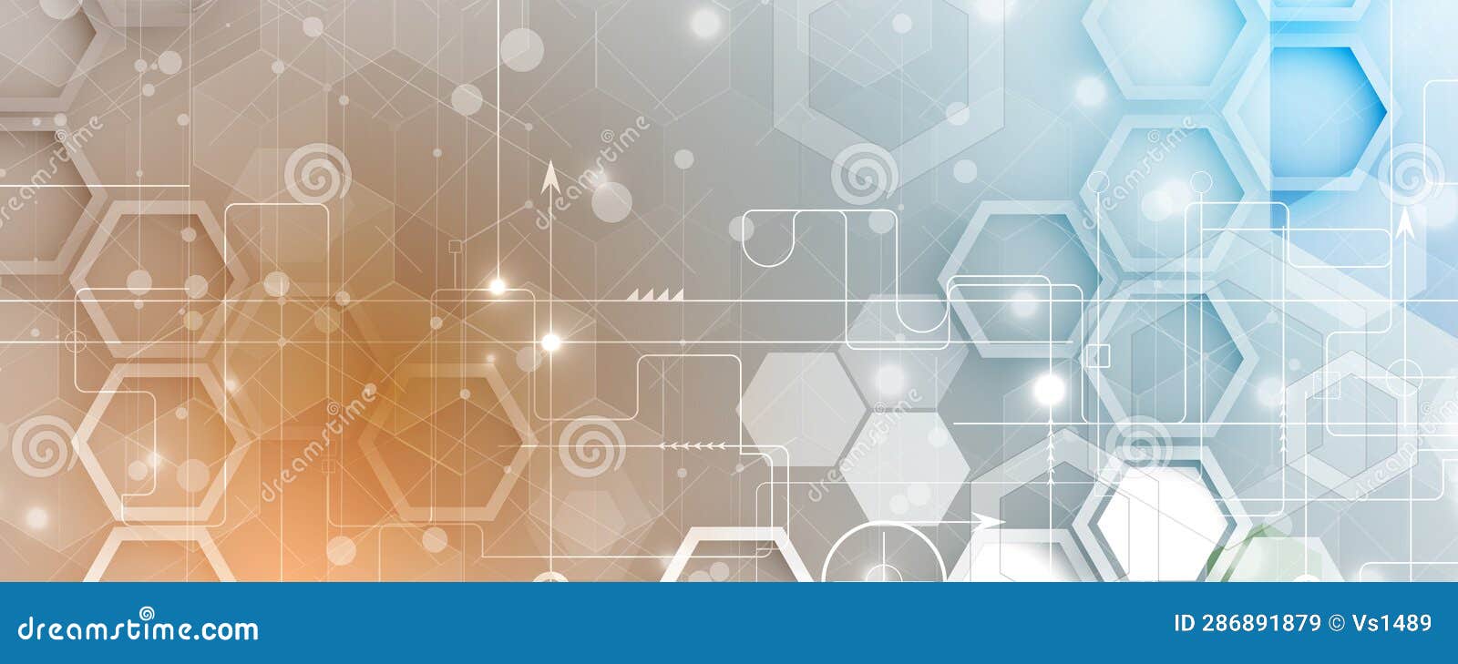 Technology Banner Design with Hexagons Abstract Background Stock ...