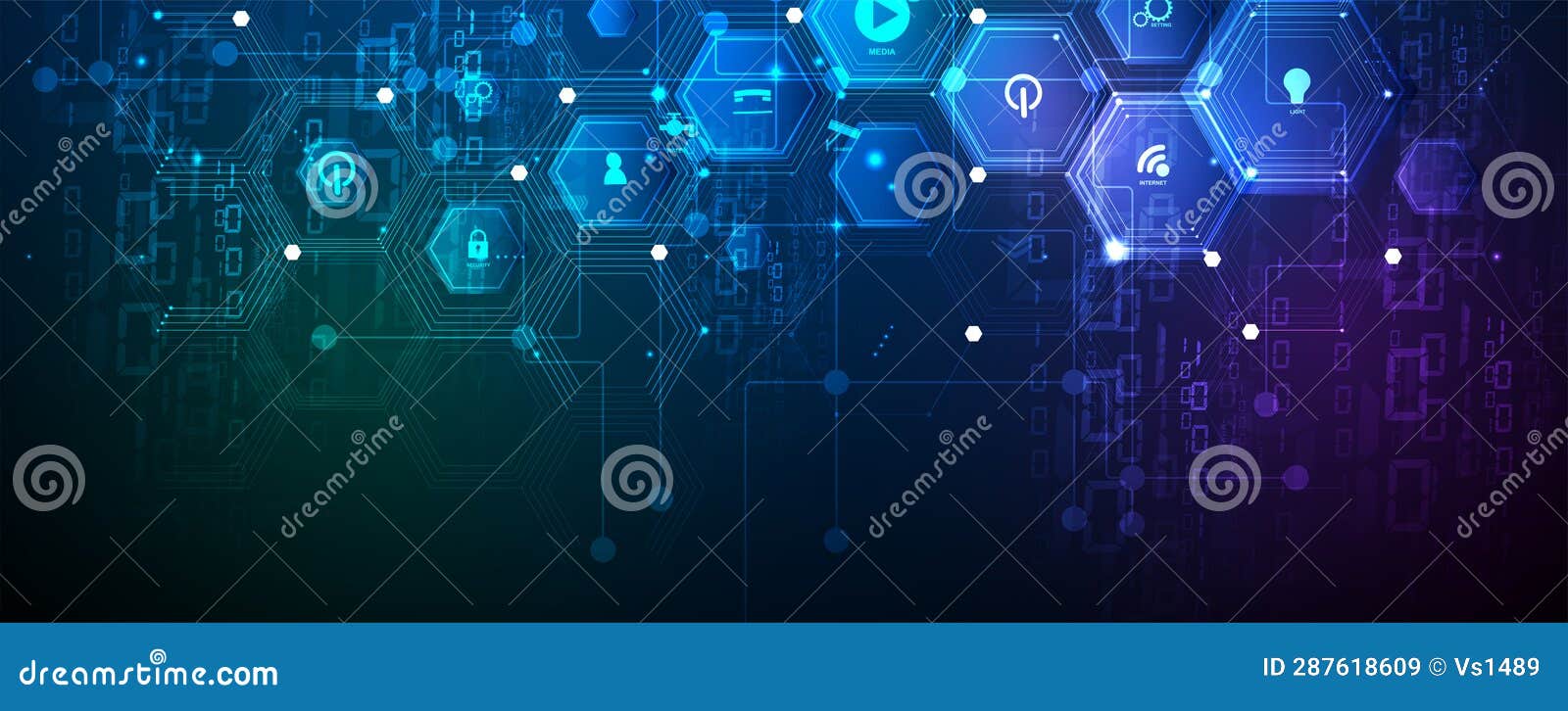 Technology Banner Design with Hexagons Abstract Background Stock Vector ...