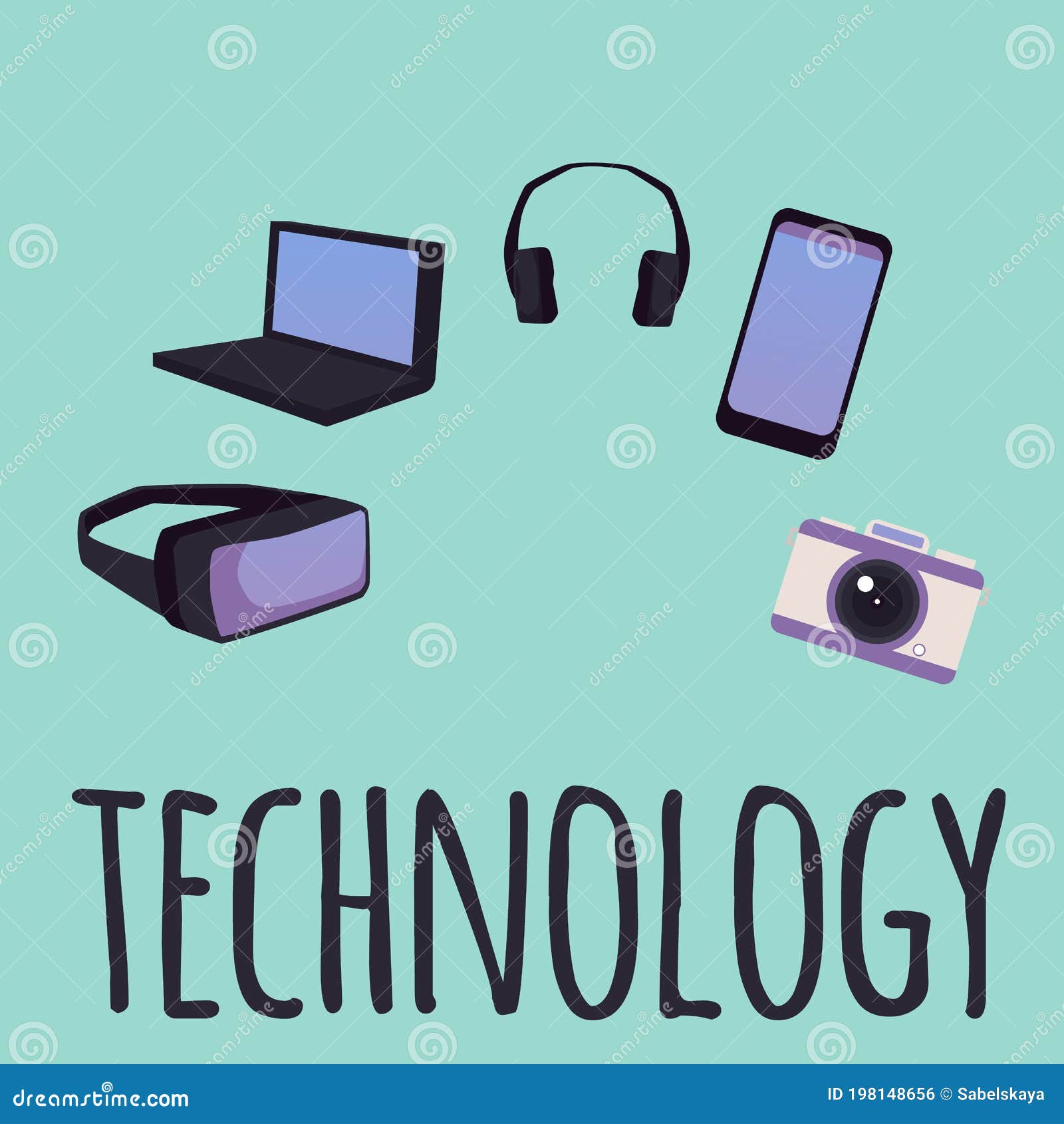 Technology Banner with Gadgets and Electronic Devices, Flat Vector ...