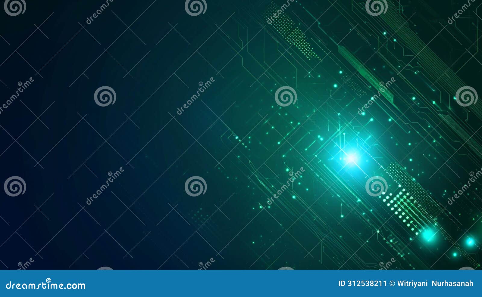 Technology Banner Green Blue Background Concept with Technology Light ...