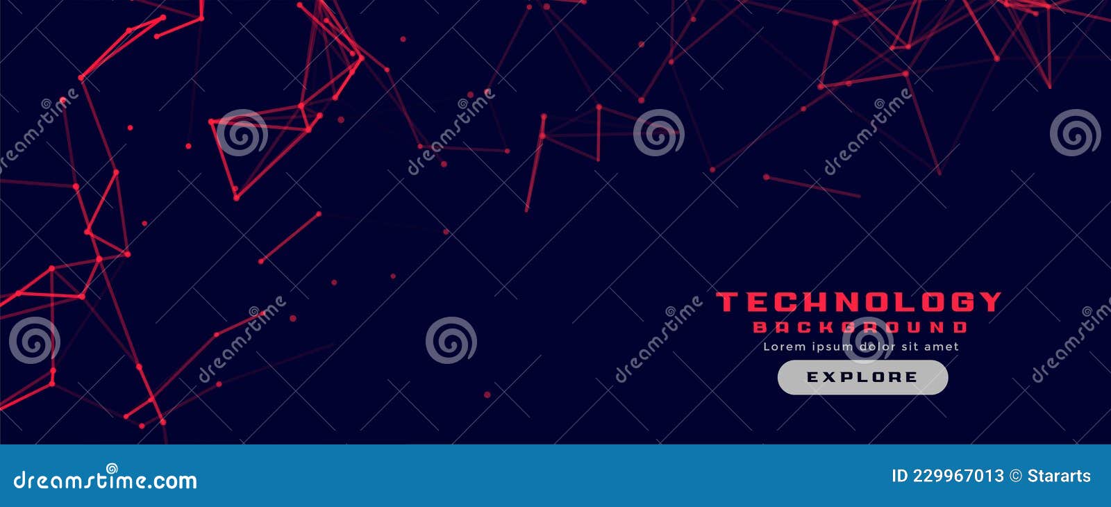 Technology Banner with Red Network Lines Mesh Stock Vector ...
