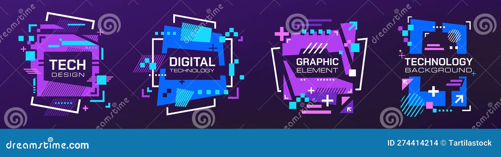 Technology Banners Shapes. Abstract Geometric Information with ...