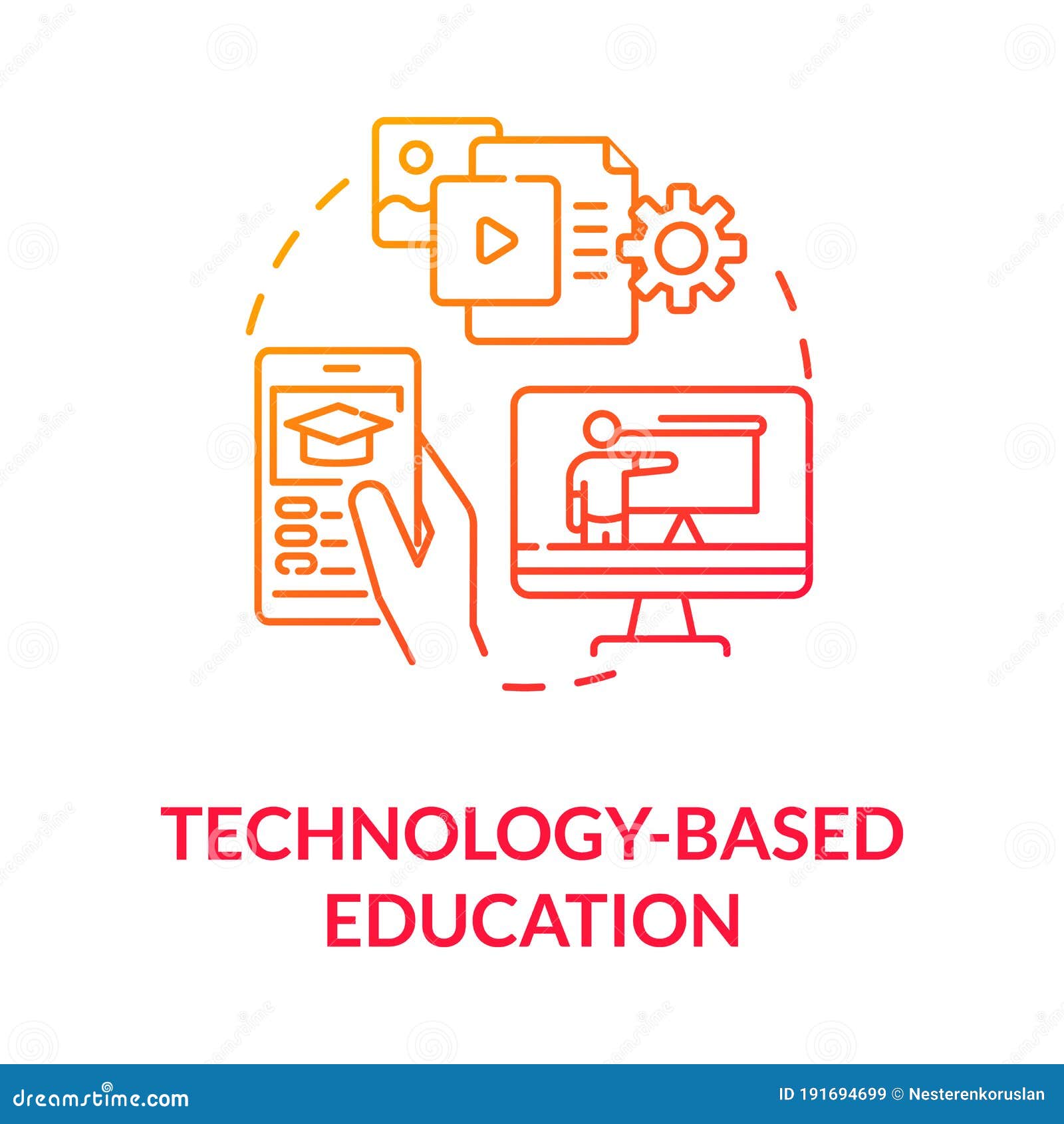 Technology Based Education Concept Icon Stock Vector - Illustration of ...