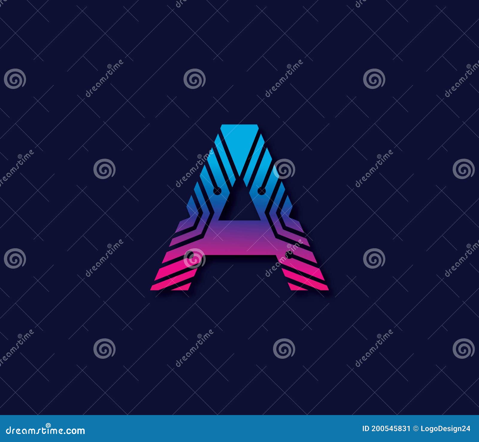 A Alphabet Technology Logo Design Concept Stock Vector - Illustration ...